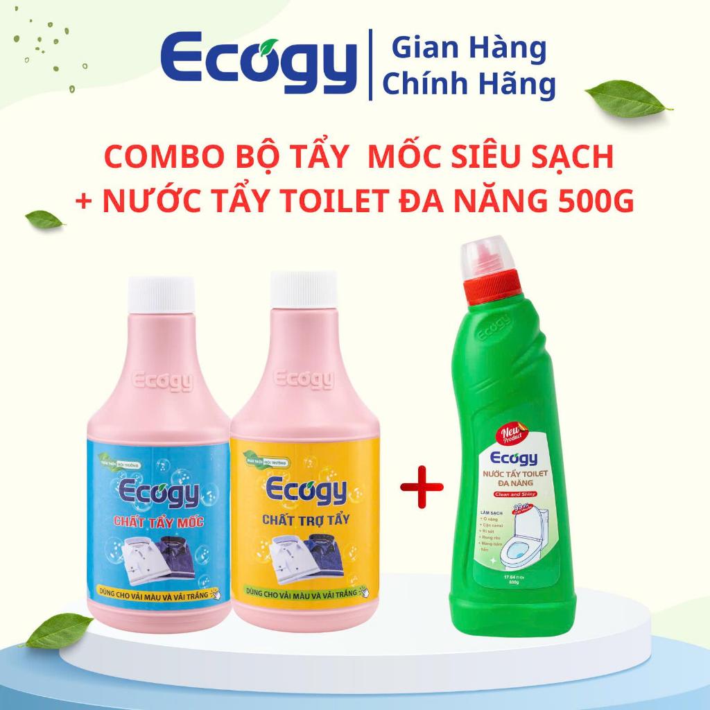 [ECOGY]; COMBO BỘ TẨY MỐC SIÊU SẠCH 600g/2 CHAI+ 1 CHAI NƯỚC TẨY TOILET ...