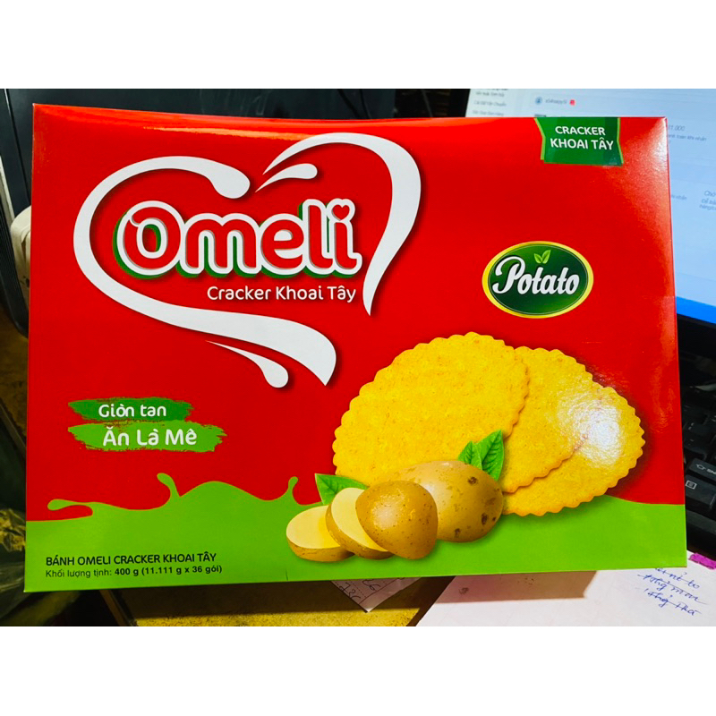 bánh omeli CRACKER KHOAI TÂY HỘP 400 gam( 36 gói ) kèm túi xách ...