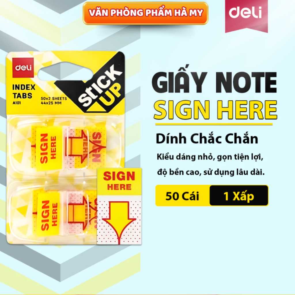 Giấy Note Đánh Dấu Trang Deli A101, Giấy Nhớ Sign Here Nhựa Plastic ...