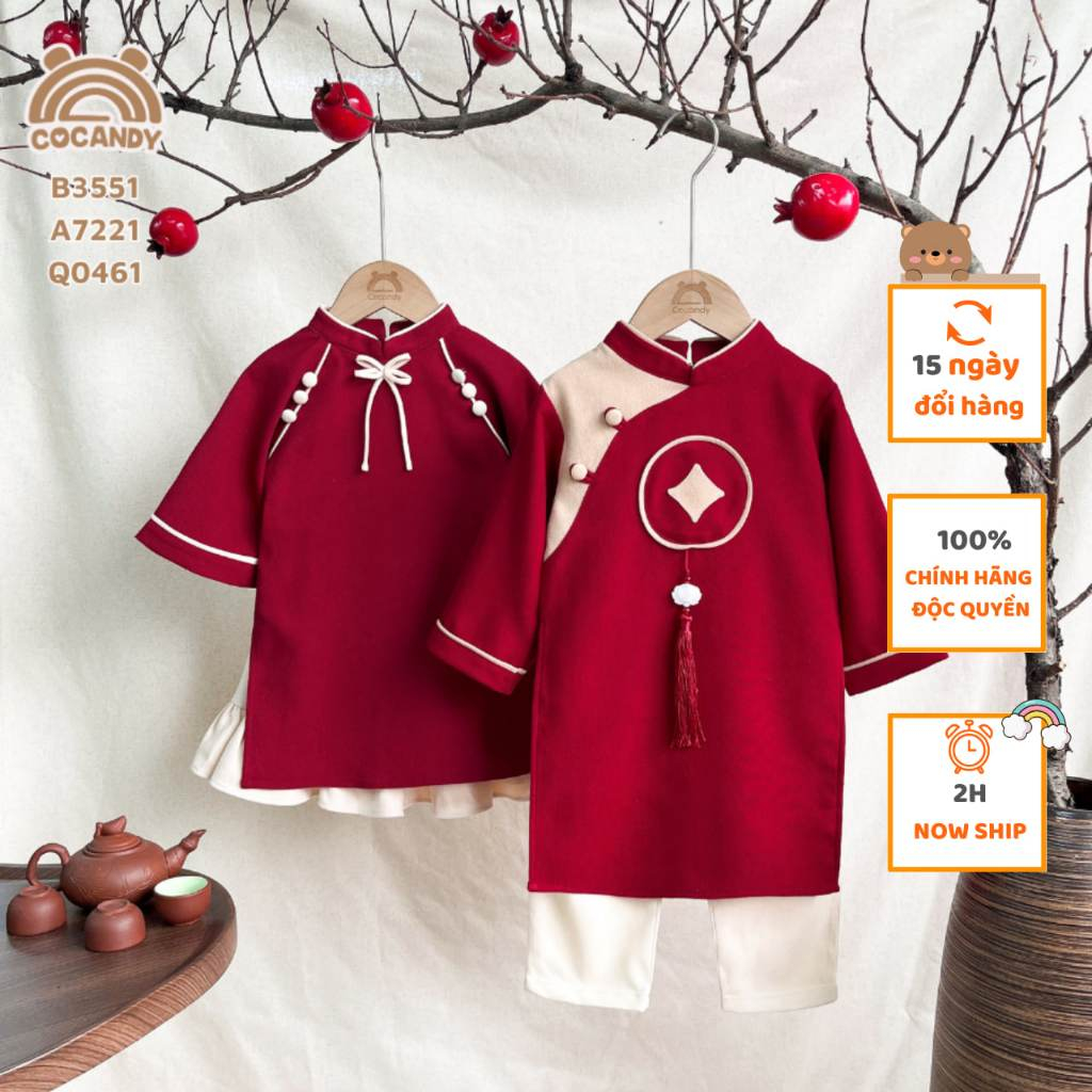 Set áo dài cho bé -Áo dài ĐỎ Tài Lộc và Bộ áo dài ĐỎ Ái Nhi cho bé của ...