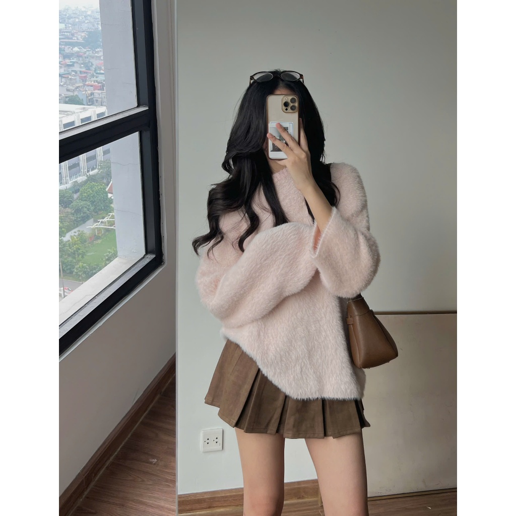 A996 Áo len lông hồng Audrey | Shopee Việt Nam