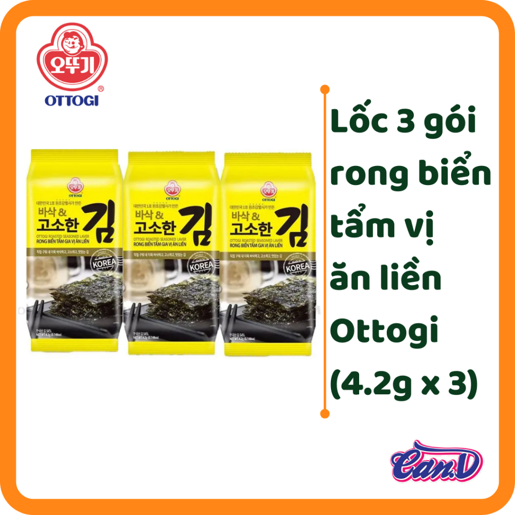 Lốc 3 gói rong biển tẩm vị ăn liền Ottogi (4.2g x 3) | Shopee Việt Nam