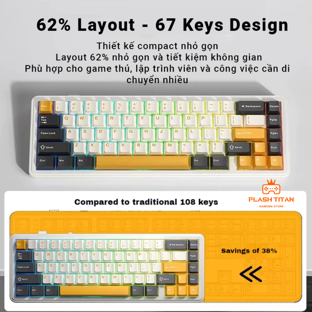 Bàn phím cơ không dây Aula F65 - Hỗ trợ hotswap - 3 mode kết nối - LED RGB mạch xuôi | Shopee ...