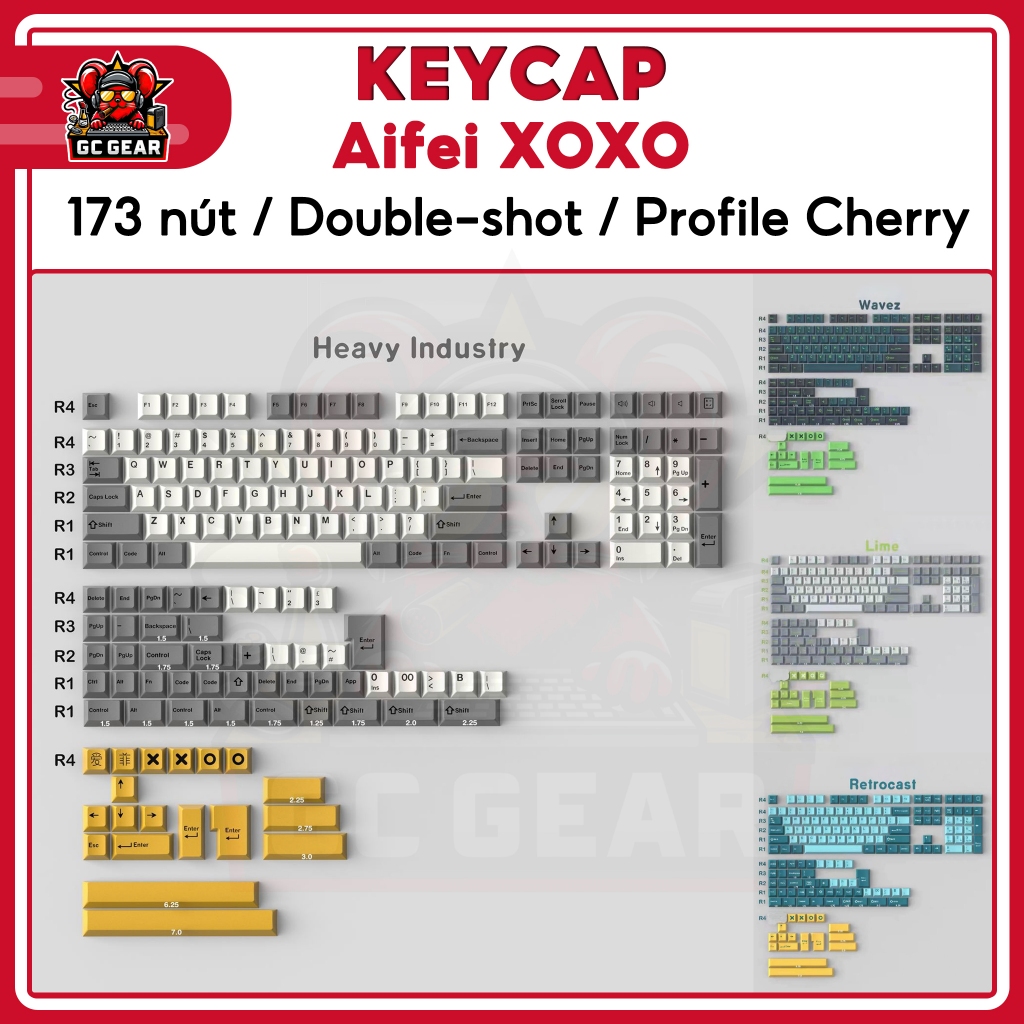 Keycap Aifei XOXO, Keycap CMK Aifei Heavy Industry Wavez Lime Retrocast ...