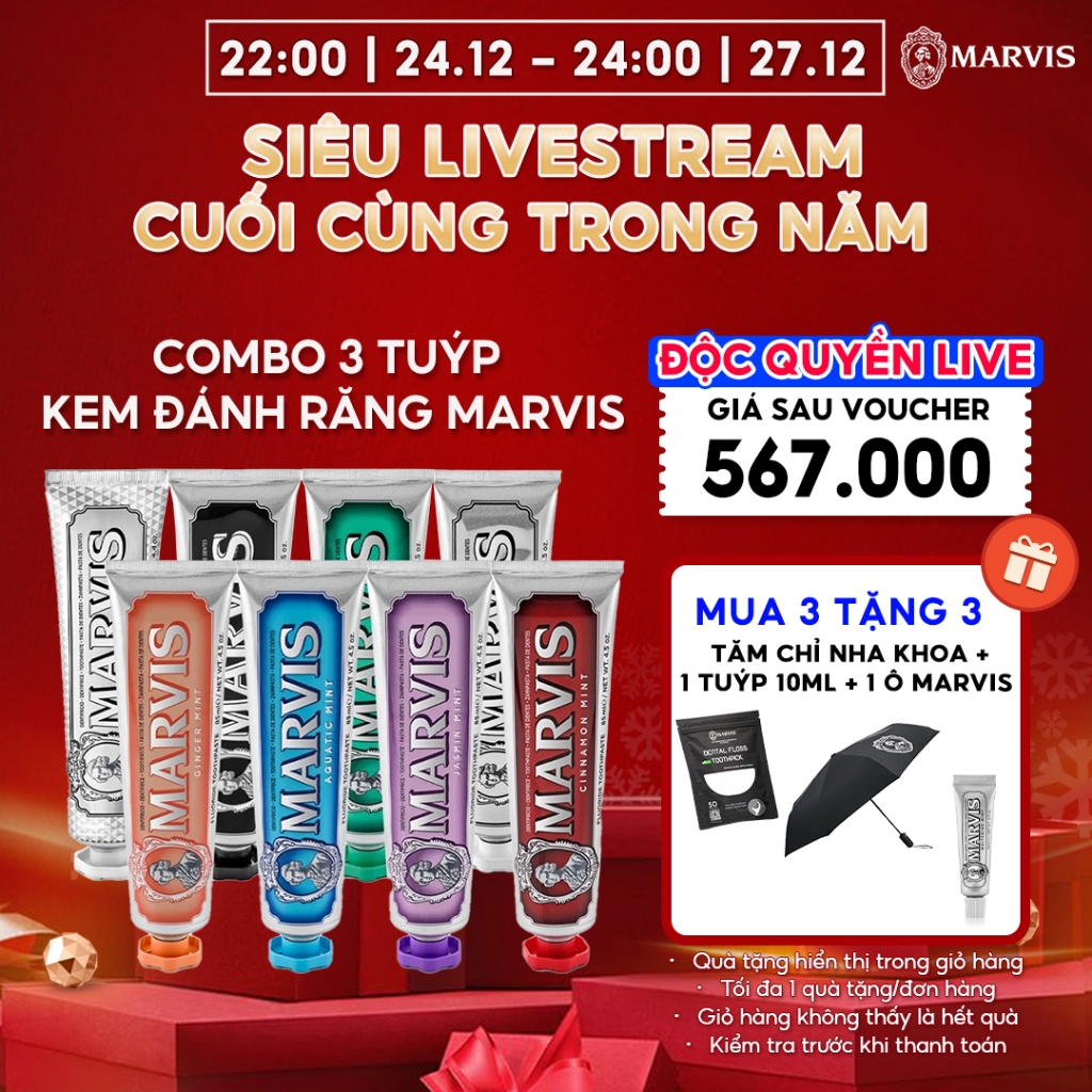 [MUA 3 TẶNG 3 GIÁ 567K] Kem Đánh Răng Marvis Ý Classic 75ML/85ML | Shopee Việt Nam