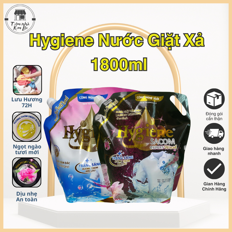 [Giá Rẻ Nhất Shopee] Nước Giặt Xả 2in1 Hygiene 1800ml, Giặt Tay và Giặt Máy, Lưu Hương 72H ...