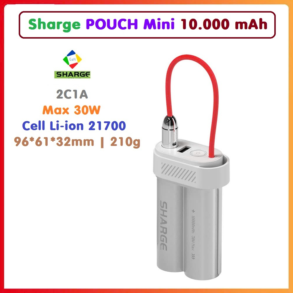 Pin Sạc Dự Phòng Sharge POUCH Mini 10000mAh 30W USB-C Liền 2C1A | PD QC ...