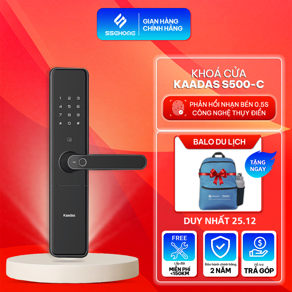 [Free lắp HN-HCM-ĐN] Khóa cửa vân tay thông minh Đức Kaadas S500-C công nghệ Thụy Điển, mở cửa ...