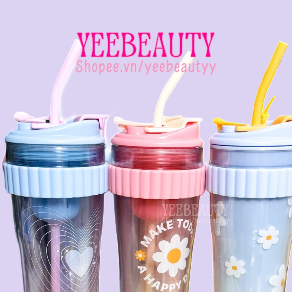 Ly nhựa 2 lớp LOCKNLOCK spring Double wall cold cup 890ml HAP538 kèm ...