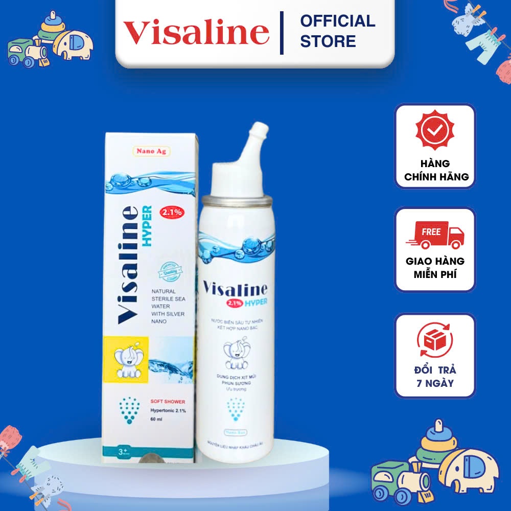 Xịt mũi ưu trương kết hợp Nano bạc VISALINE HYPER 2,1% - Giảm nghẹt mũi ...