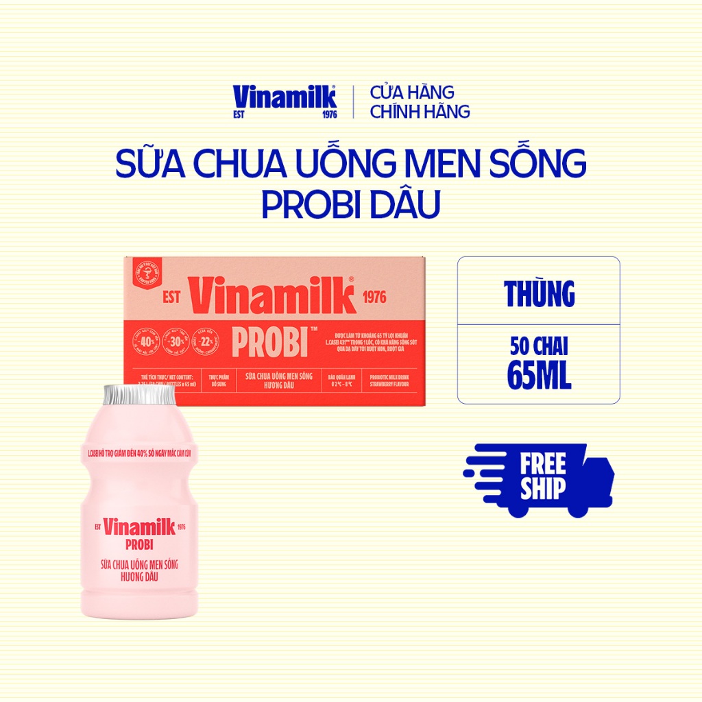 [CHỈ GIAO HCM+HN] Thùng Sữa chua uống Probi Hương Dâu chai 65ml - 50 ...