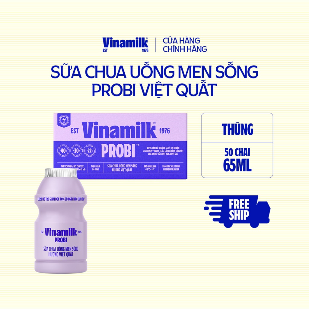 [CHỈ GIAO HCM+HN] Thùng Sữa chua uống Probi Việt Quất chai x 65ml - 50 ...