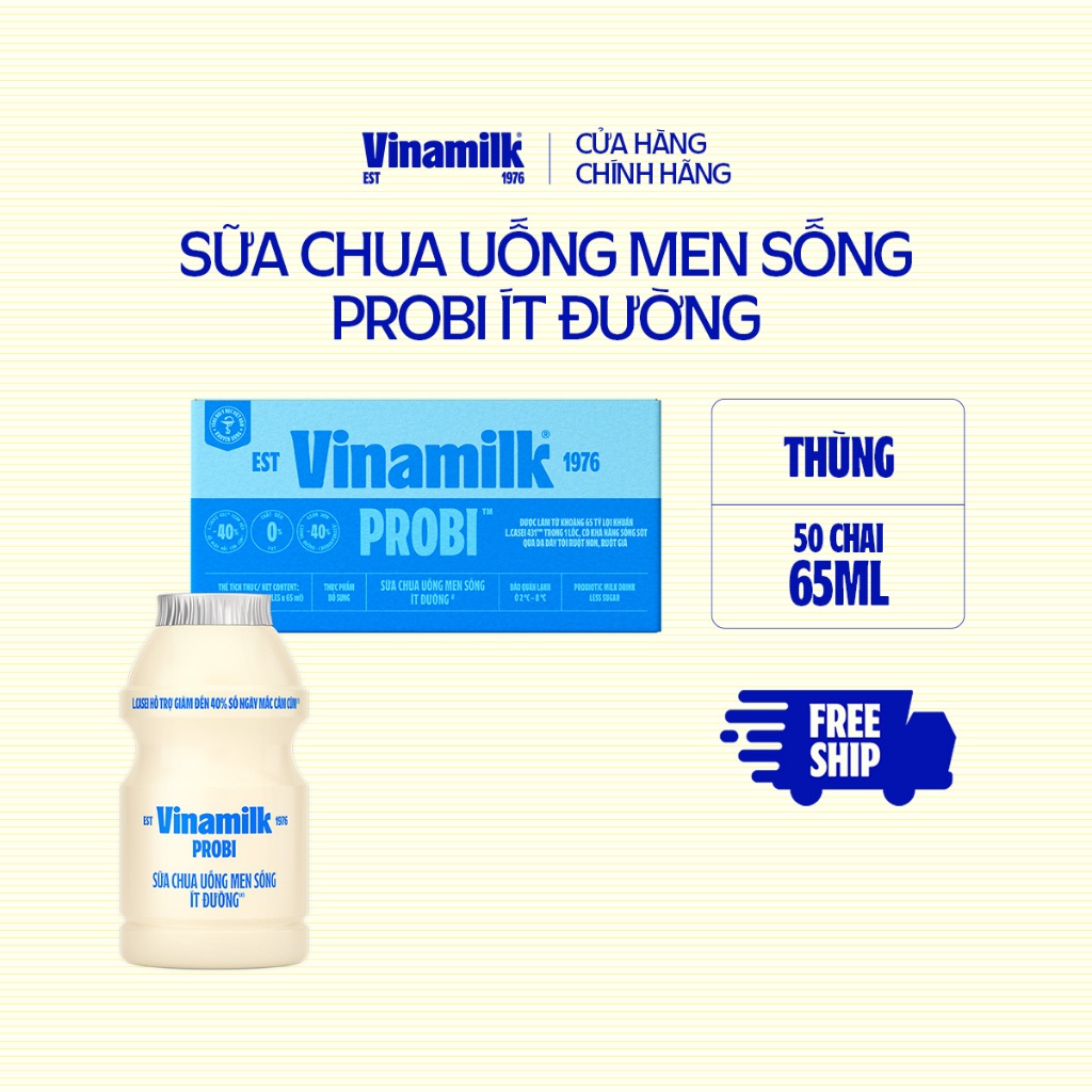 [CHỈ GIAO HCM+HN] Thùng Sữa chua uống Probi Ít Đường chai x 65ml - 50 ...