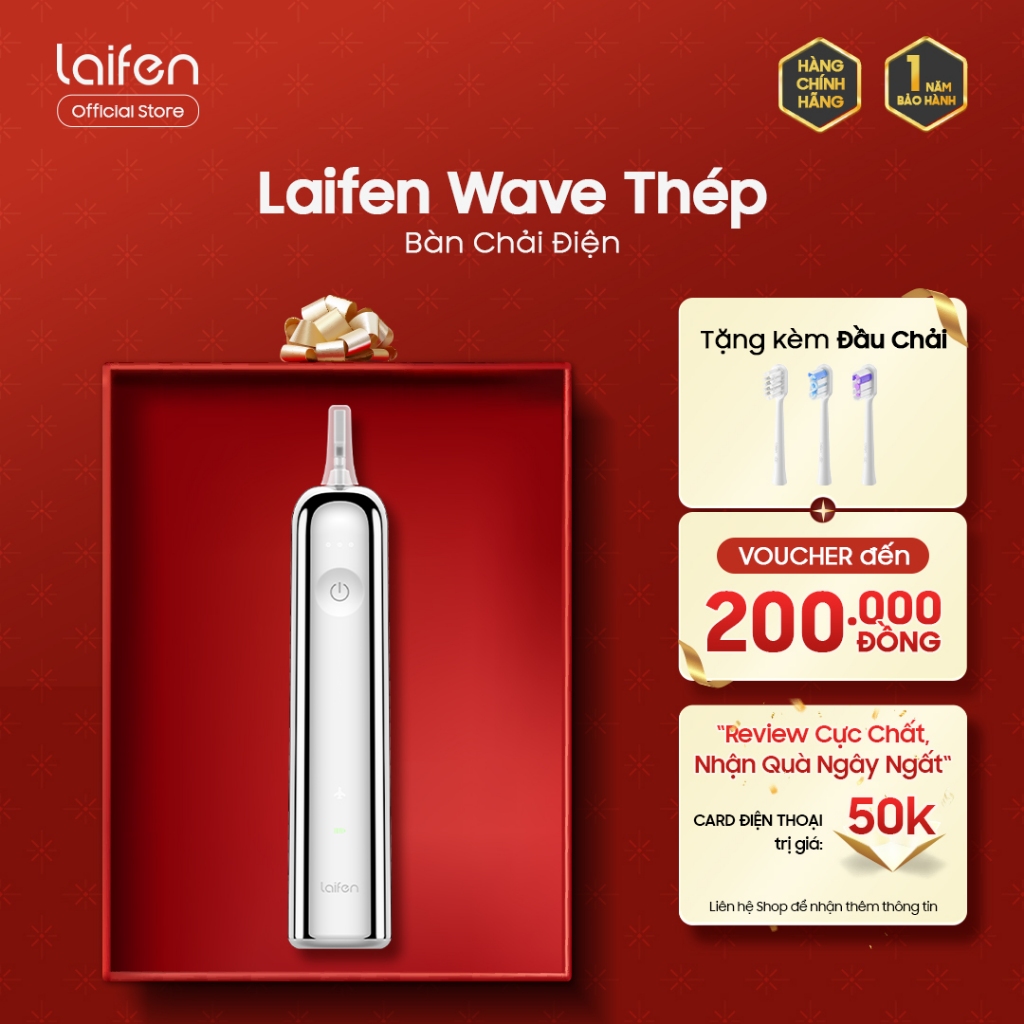 Bàn chải điện Laifen Wave Thép | Công nghệ xoay 60 độ, rung 66.000 lần/phút, thiết kế chống nước ...