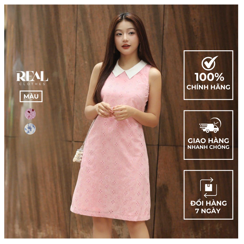 Đầm suông sát nách cổ lá sen REAL CLOTHES (tổng hợp màu), CÓ TÚI, có lót | Shopee Việt Nam