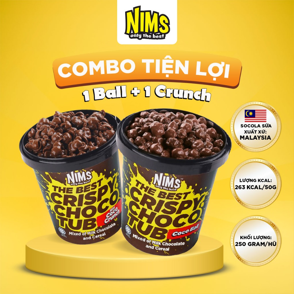 Nims Socola sữa Combo 2 hủ hạt tròn Coco Ball + hạt khuyết Coco Crunch ...