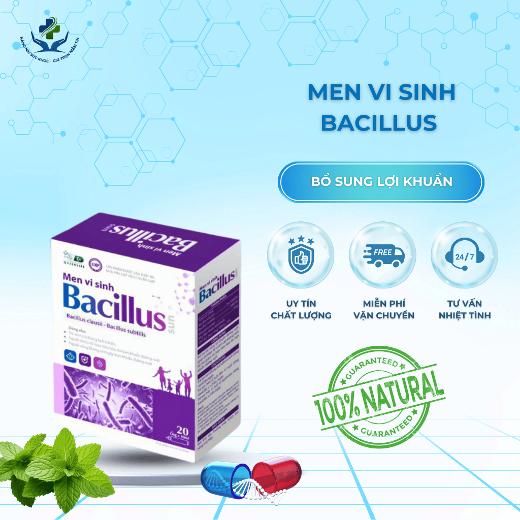 Men vi sinh Bacillus 3 tỷ lợi khuẩn giúp bổ sung lợi khuẩn cải thiện hệ tiêu hóa đường ruột ...