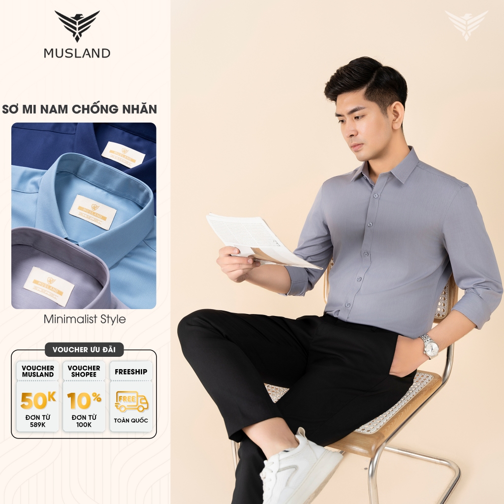 Áo Sơ Mi Nam Musland Dài Tay Công Sở Thoáng Khí, Phong Cách Đơn Giản ...