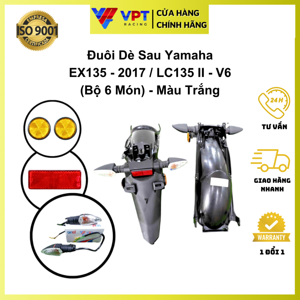 [COMBO 6 MÓN] - ĐUÔI DÈ SAU EX135-2017 / LC135 II V6 - TRẮNG - Chính ...