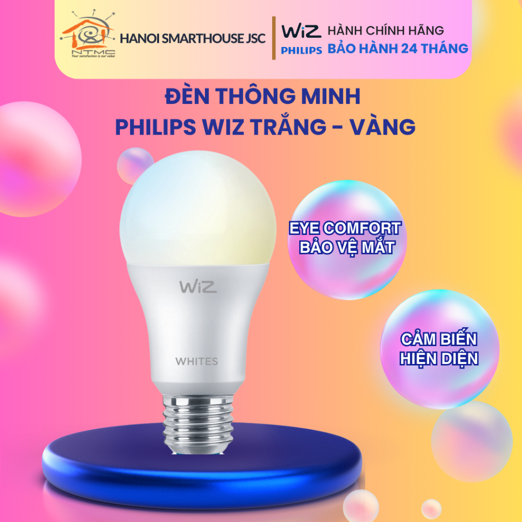 Bóng đèn thông minh Philips WiZ Tunable White E27 - Ánh sáng trắng & vàng, điều chỉnh linh hoạt ...