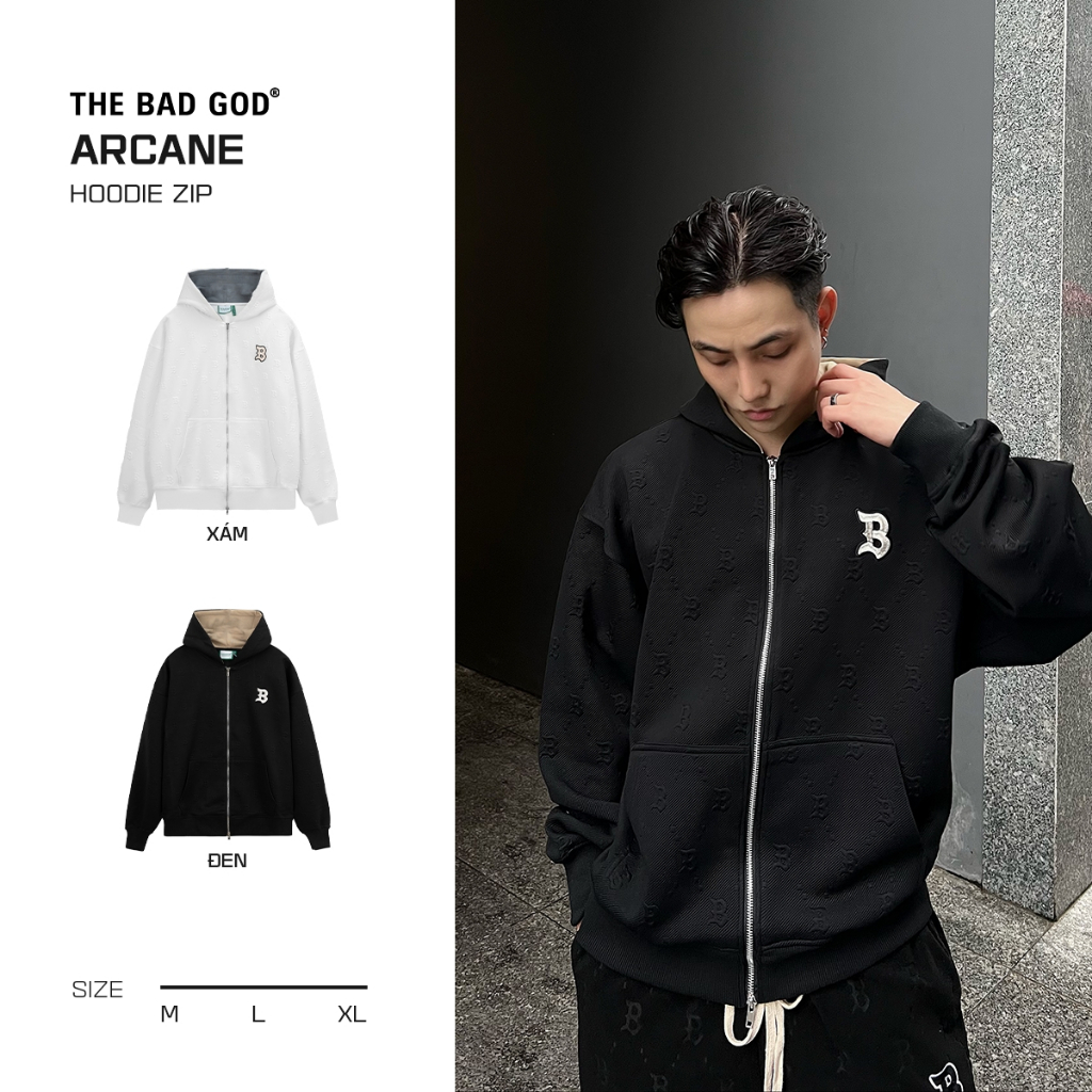 Áo Khoác Hoodie Zip Nỉ Chữ B Dập Nổi The Bad God Arcane Thu Đông ...
