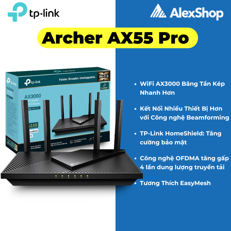 [AX3000] Router Archer AX55 Pro Wi-Fi 6 AX3000 Multi-Gigabit với Cổng 2 ...