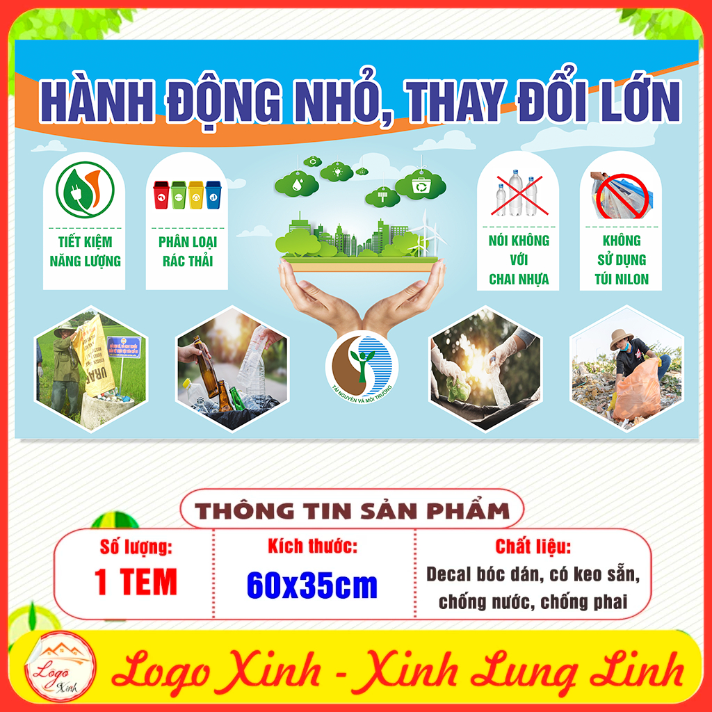 Logo Tem Sticker Khẩu Hiệu Hành Động Nhỏ Thay Đổi Lớn Với Nội Dung Hành ...
