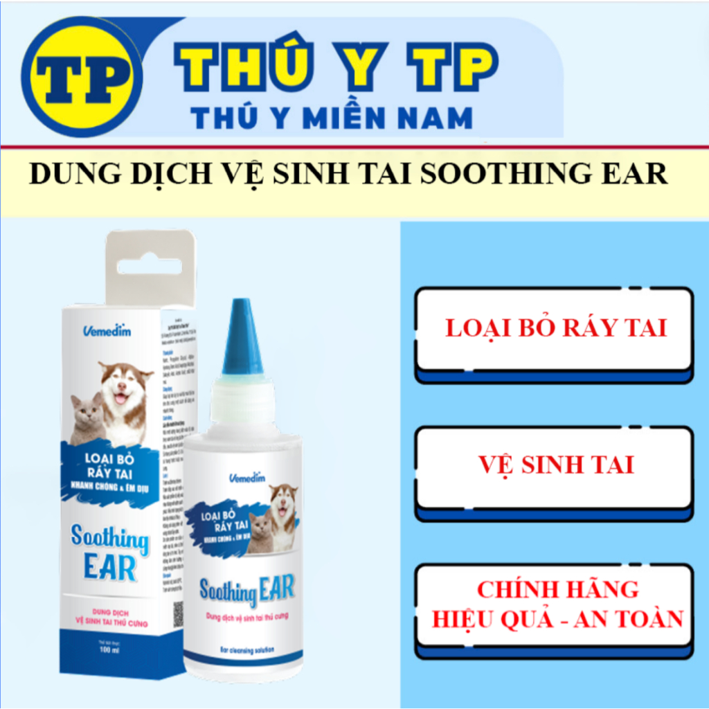 Soothing Ear Vemedim- Dung Dịch Vệ Sinh Tai Chó Mèo, Loại Bỏ Ráy Tai ...