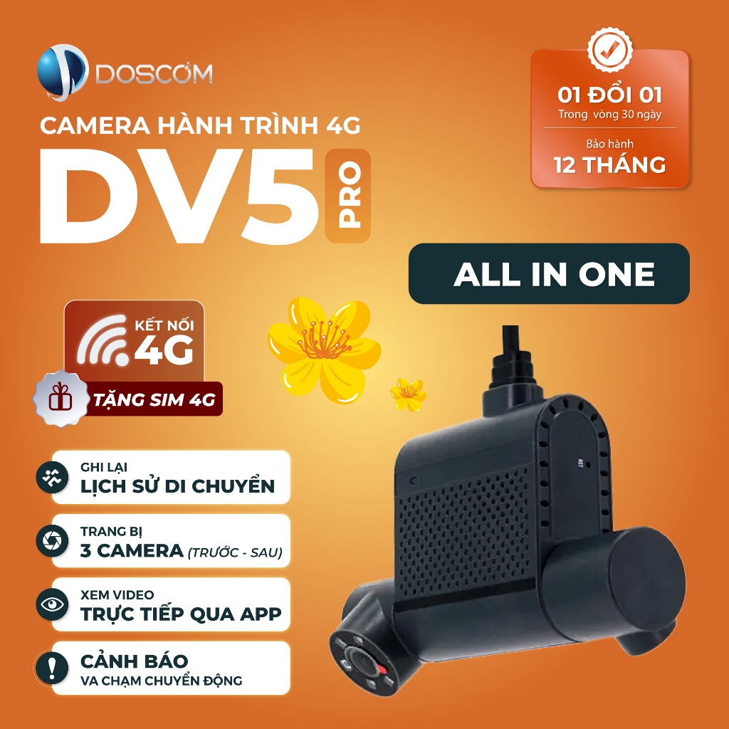 Định Vị GPS DV5 Pro Doscom Tích Hợp Camera Hành Trình 2 Mắt Cam, Theo ...