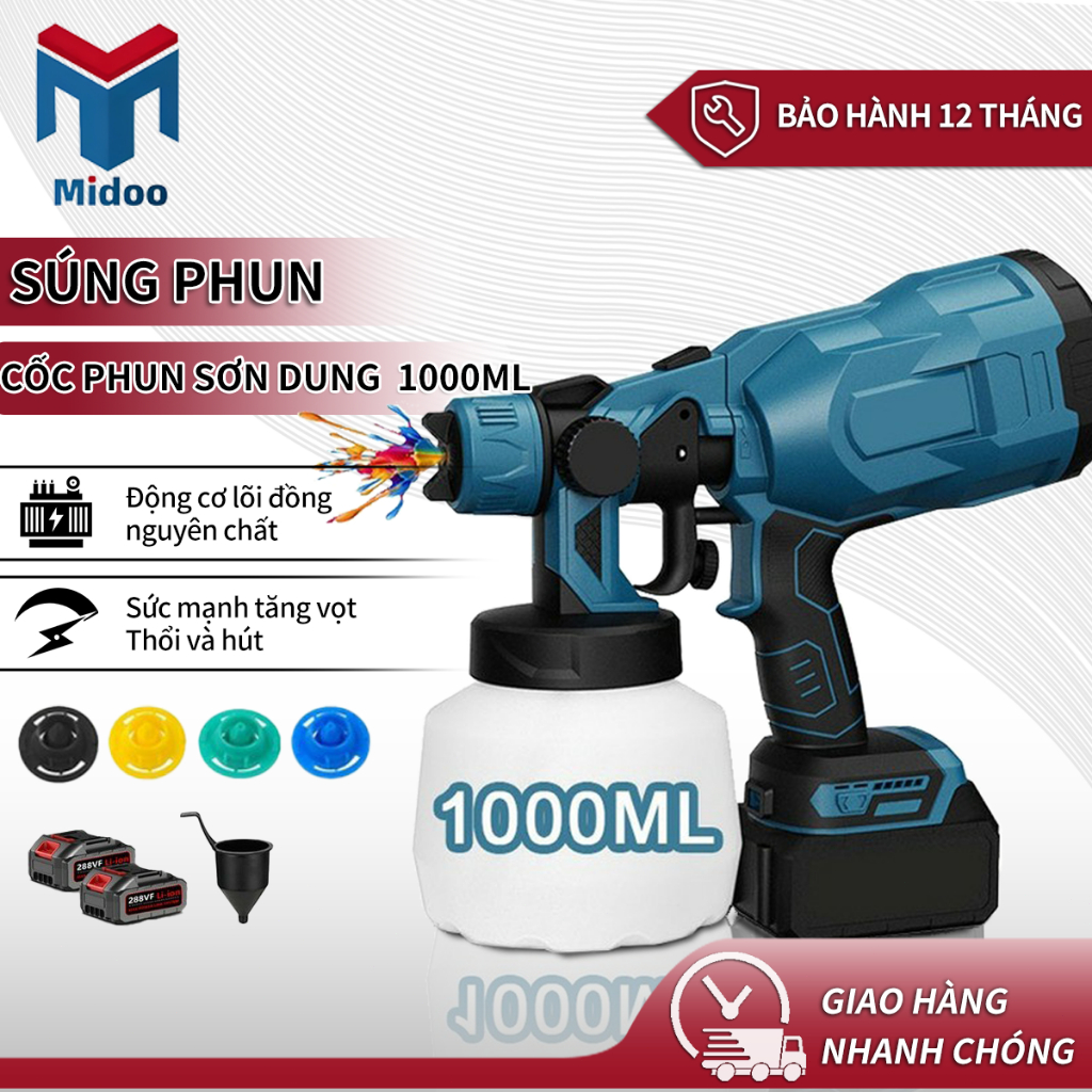 Máy phun sơn cầm tay,máy phun sơn dùng pin,không dây với pin,1000ml 3 Kiểu Phun Có Thể Thay Đổi ...