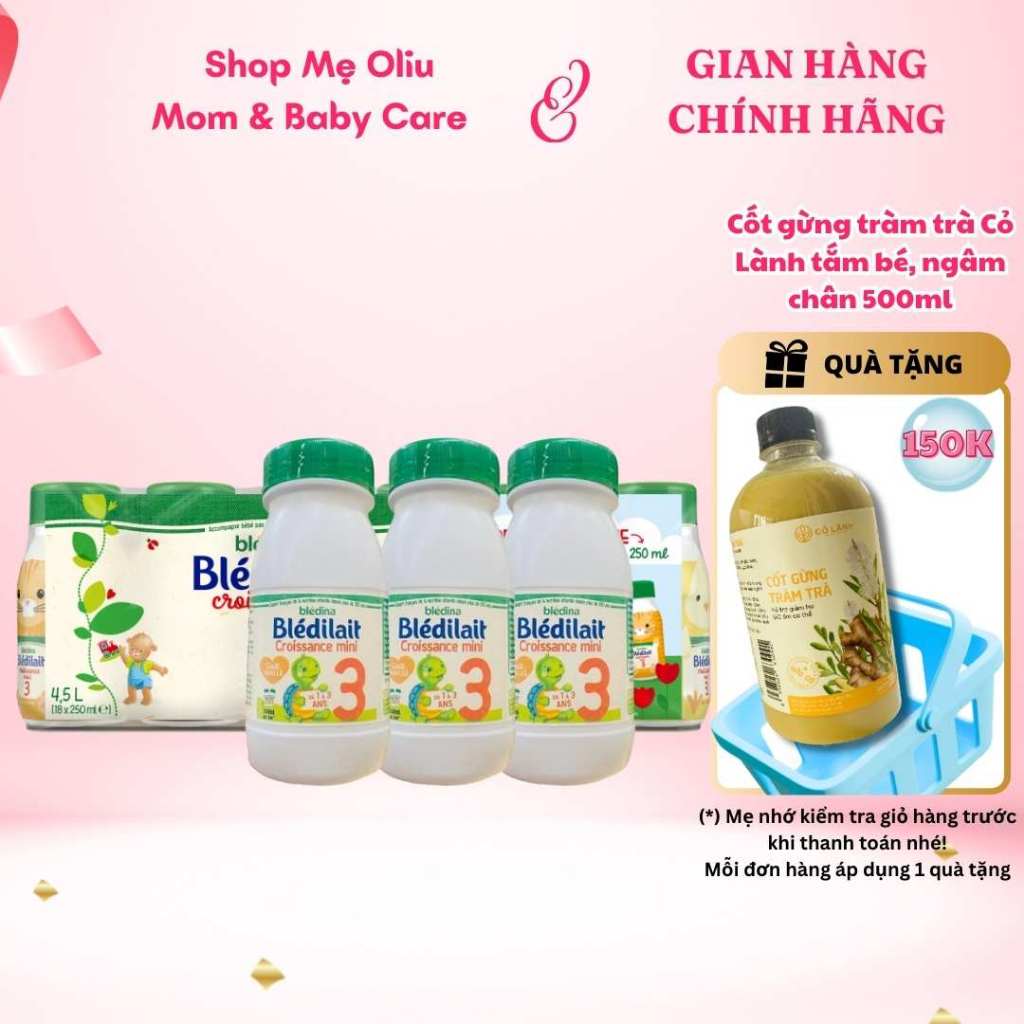 [DATE 09/2/25] Sữa nước dinh dưỡng Bledilait Pháp Nguyên thùng cho bé từ 1-3 tuổi (250ml x 18 ...
