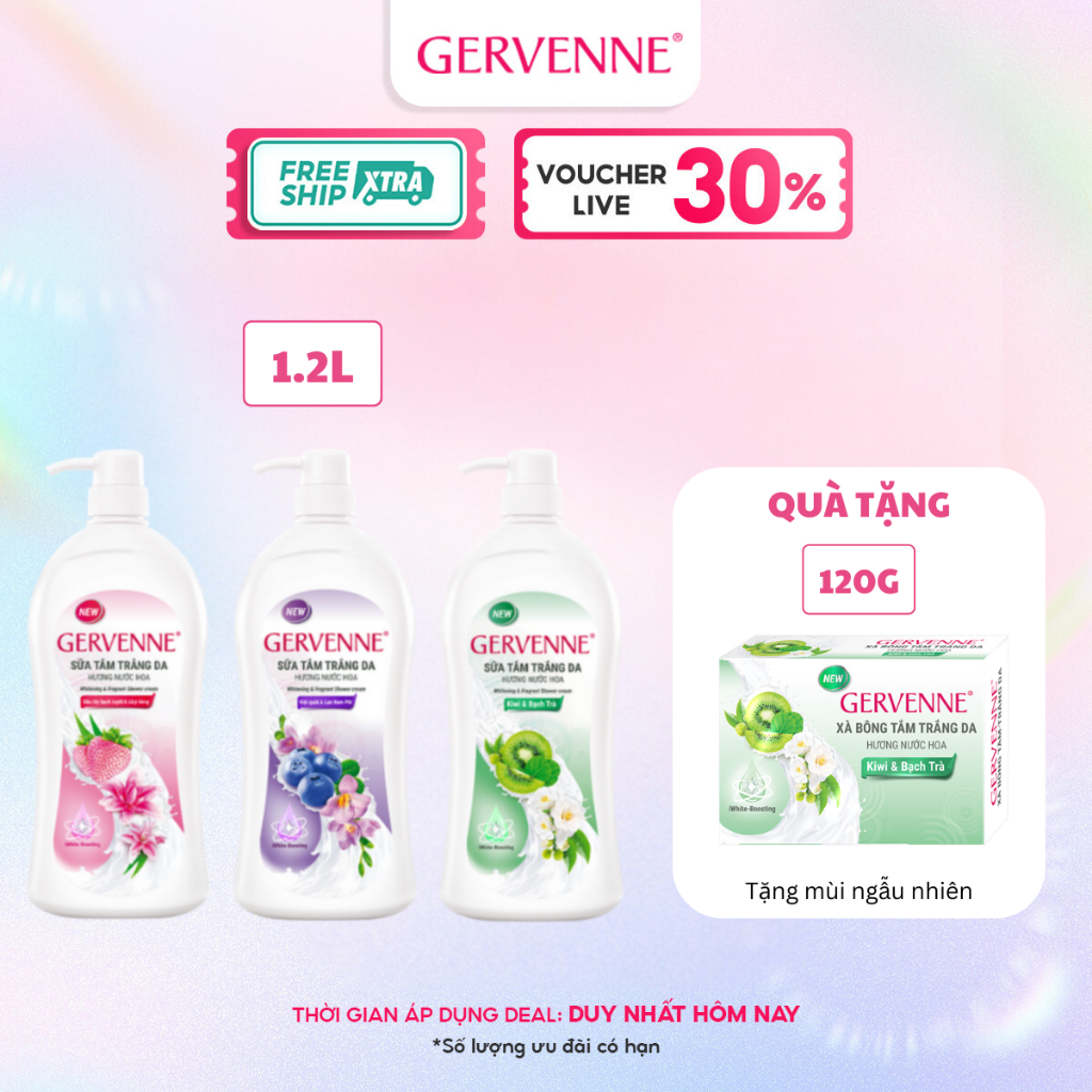 Sữa tắm trắng da hương nước hoa Gervenne 1.2L (3 mùi) - Live Beyond K ...