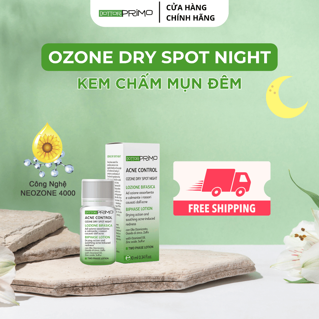 Kem dưỡng giảm mụn ban đêm DottorPrimo Ozone Dry Spot Night 10ml hỗ trợ mờ thâm, giúp da căng ...