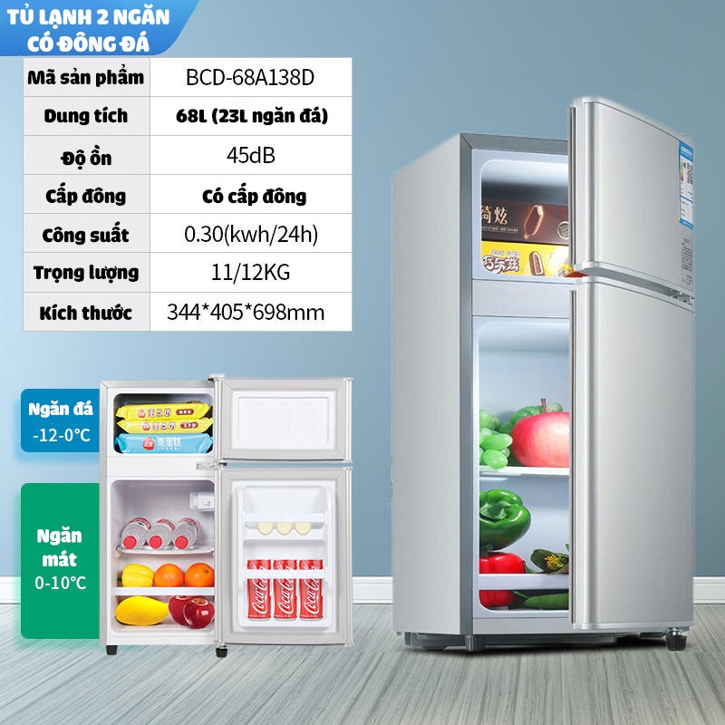 Tủ lạnh mini 68 lít AIPU BCD-68L cao cấp có ngăn đá và ngăn làm mát ...