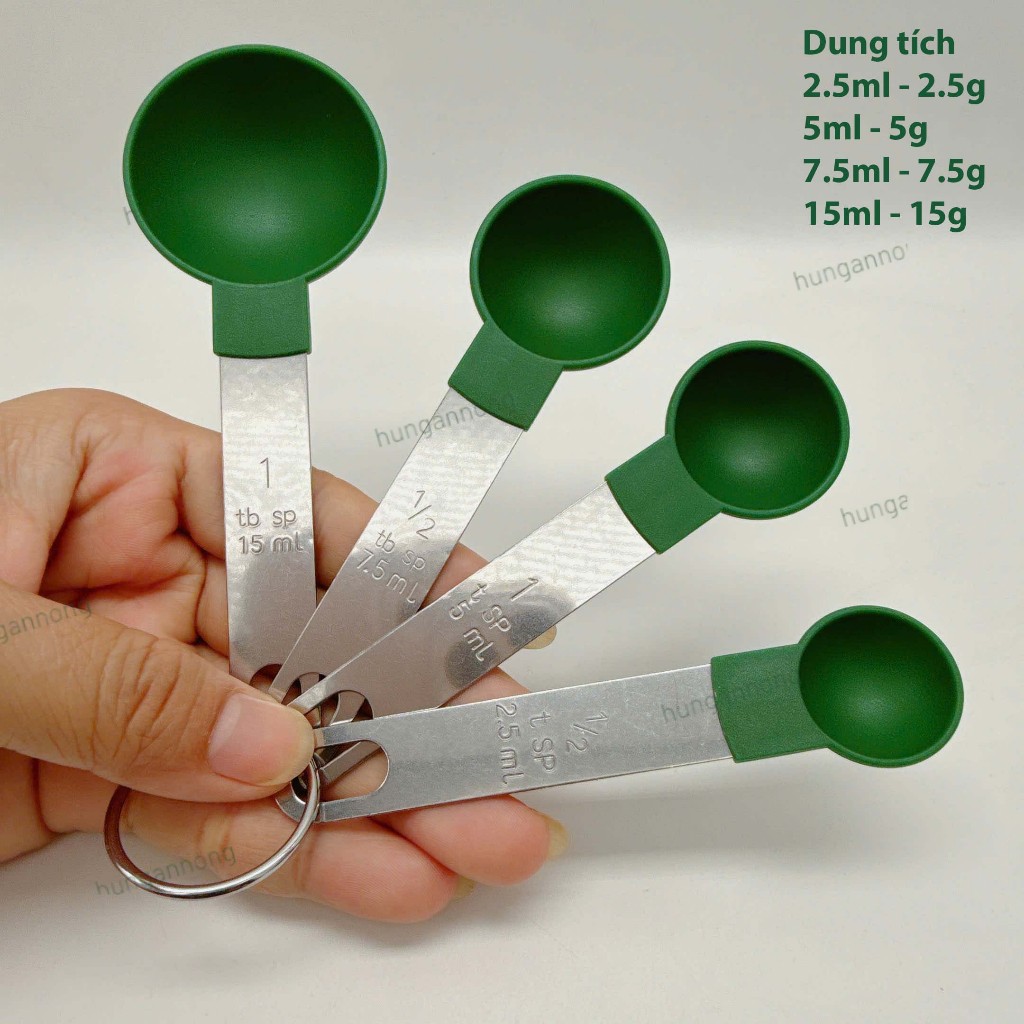 Sét 4 muỗng đong lường bột và nước nhựa PP dung tích từ 2.5ml/2.5g - 15ml/15g( xem trong mô tả ...