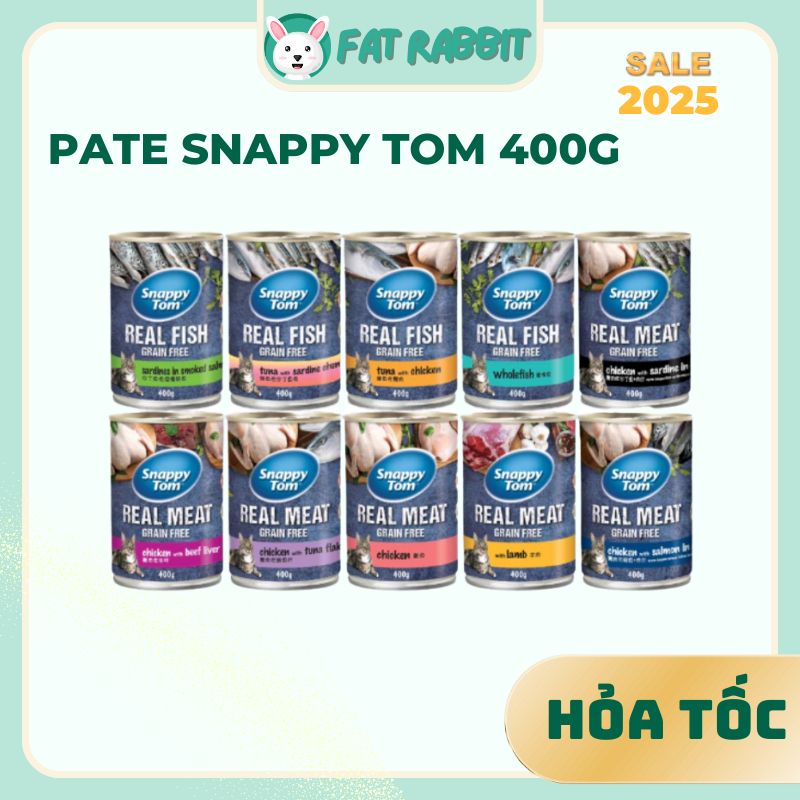 Pate mèo SNAPPY TOM Real Fish Cho Mèo - Lon 400g Fat rabbit | Shopee ...