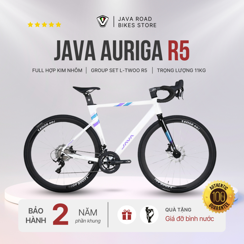 Xe đạp đua MÀU TRẮNG TÍM khung Nhôm JAVA AURIGA 18S R5 2024 - 18 tốc độ ...