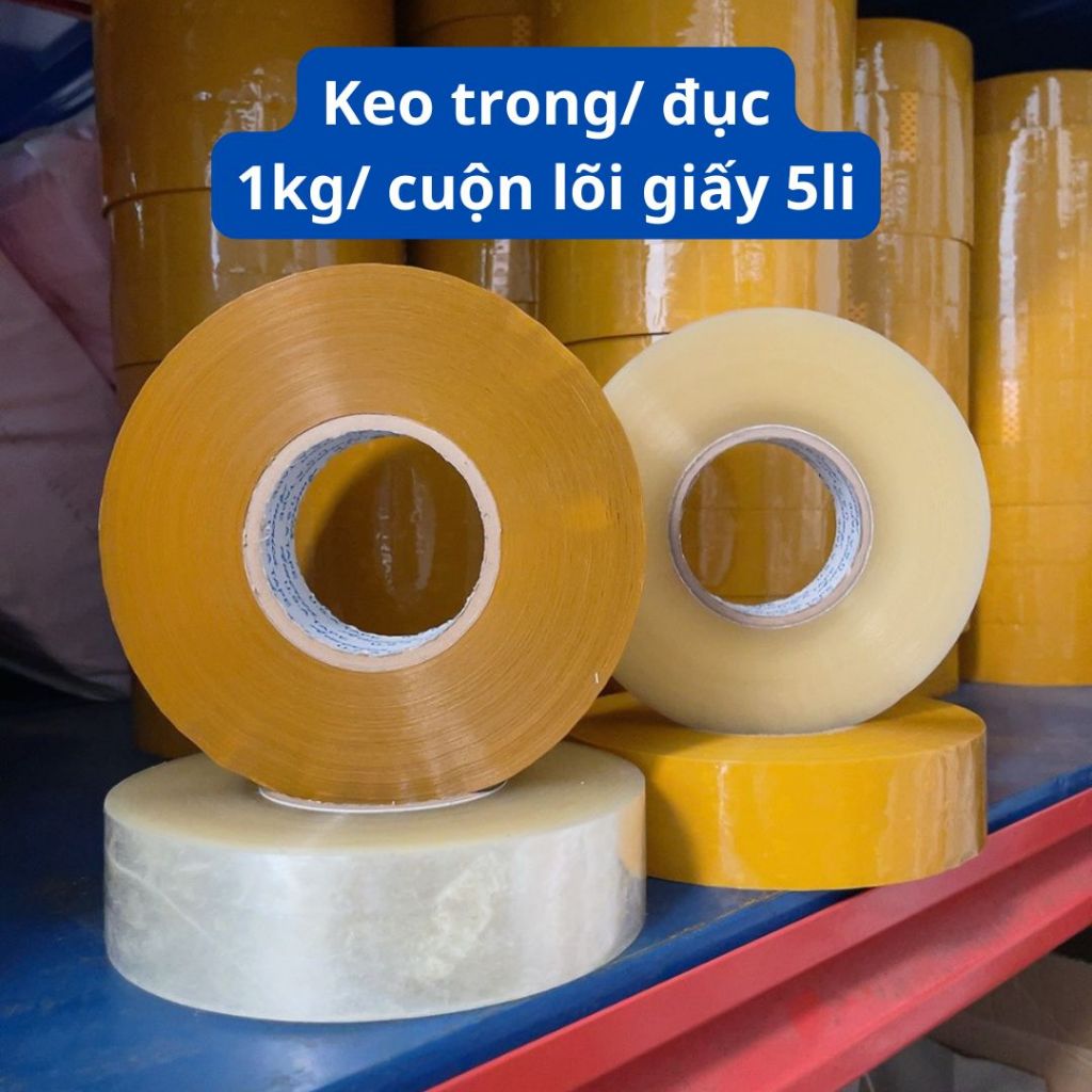 Cuộn băng keo 1kg siêu dày siêu dính lõi giấy mỏng 5mm | Shopee Việt Nam