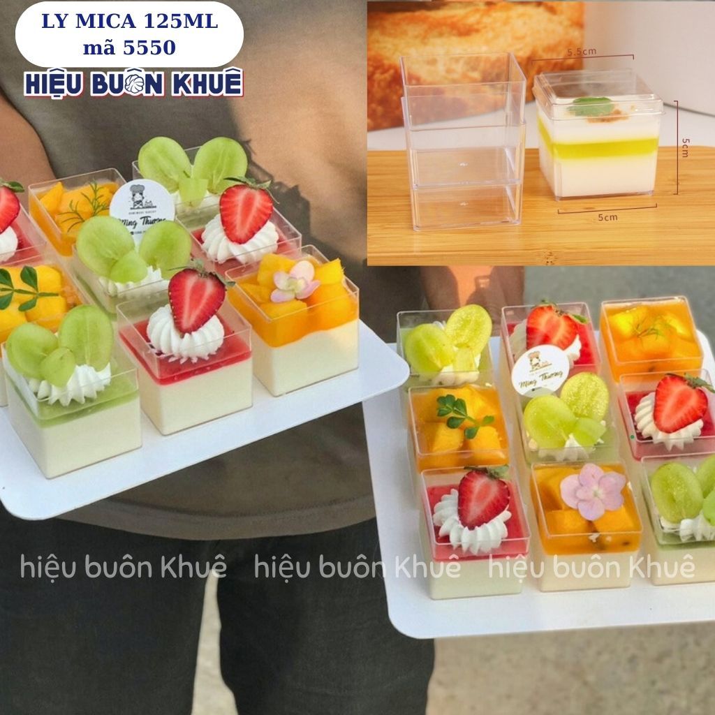 50 Ly Mica Vuông Đựng Bánh Lạnh, Tiramisu, Mousse, Rau Câu, Sữa Chua ...