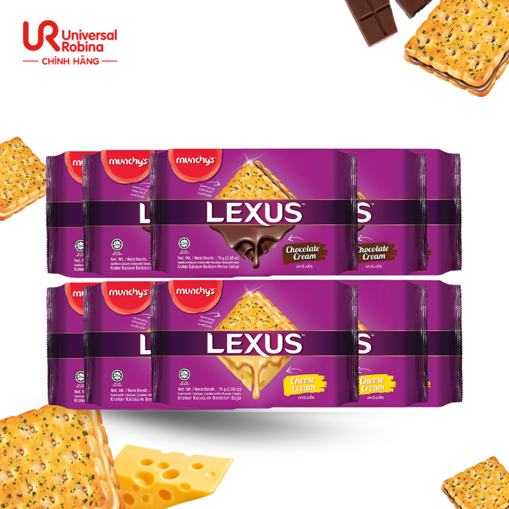 Combo 5 Hộp Bánh Quy Munchy's Lexus 2 vị lựa chọn: Vị Kẹp Kem Phô Mai ...