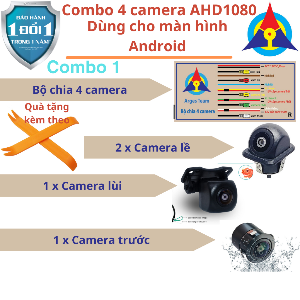 BH 12 THÁNG|| COMBO 4 CAMERA CAO CẤP AHD1080 VÀ BỘ CHIA 4 CAMERA, DÙNG ...