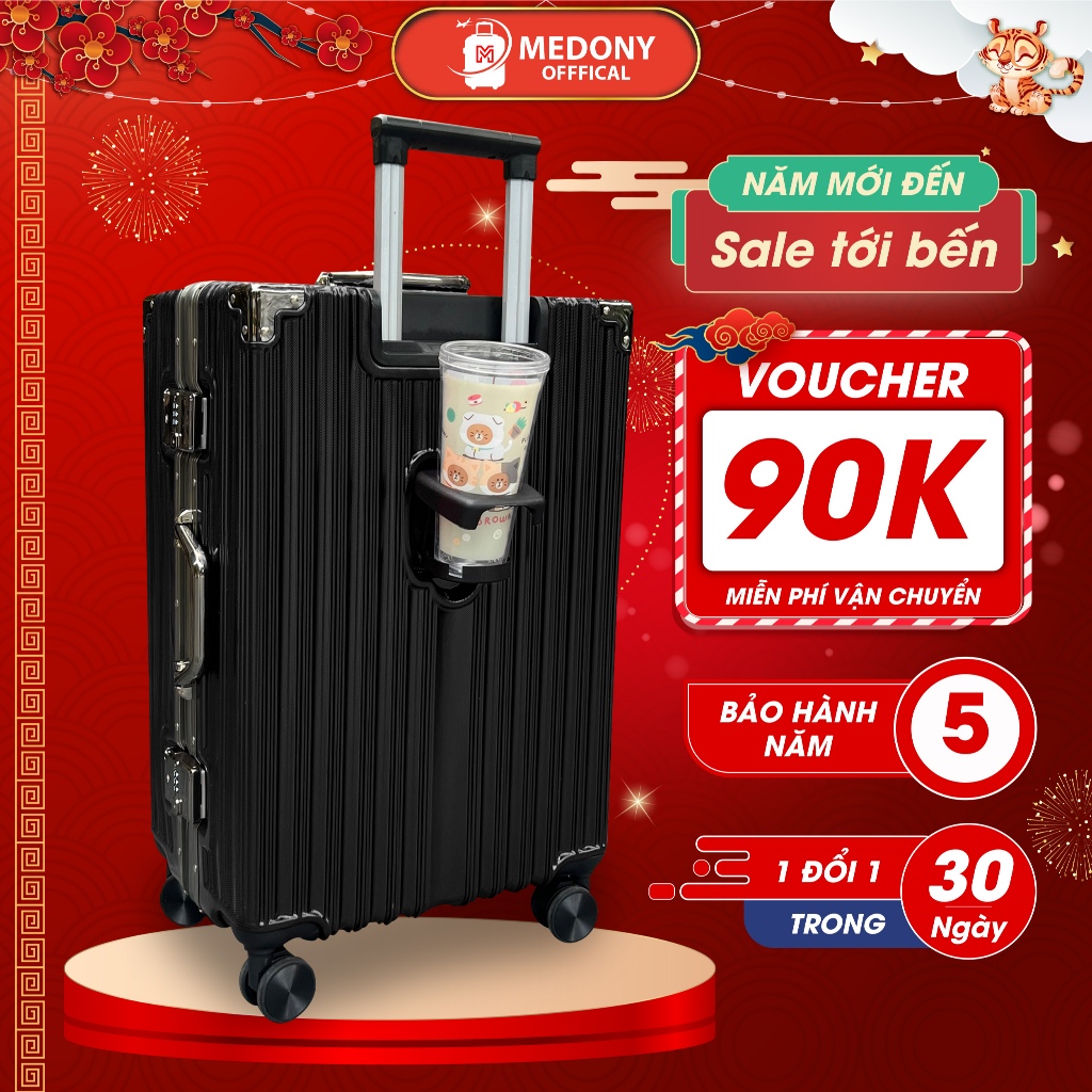 Vali Khung Nhôm Khóa Sập Medony KN02 Size 20/24/28 Cao Cấp 4 Góc Chống Va Đập Bảo Hành 5 Năm ...