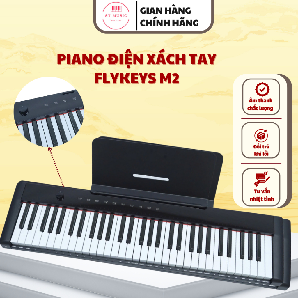 Piano điện xách tay Flykeys M2 + Bao Đàn + Kết Nối bluetooth, Sạc pin ...