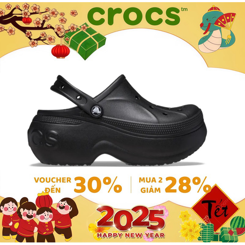 [ CHÍNH HÃNG ] GIÀY CLOG UNISEX CROCS BELLA - BLACK-freeship | Shopee Việt Nam