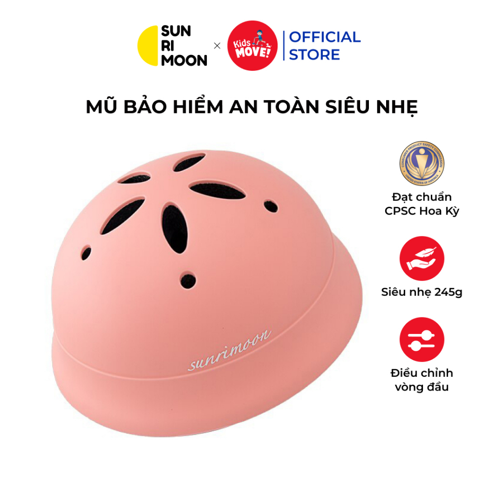 Mũ bảo hiểm cho bé Sunrimoon Macaron, 1-5 tuổi ,siêu nhẹ 245g, khoá từ ...