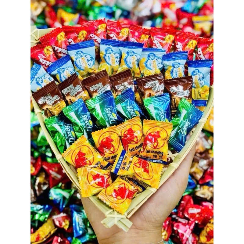 Túi 500gr Kẹo mix vị - Bò húc, Sprite, Sting, Chanh muối, Cà phê - kẹo ...