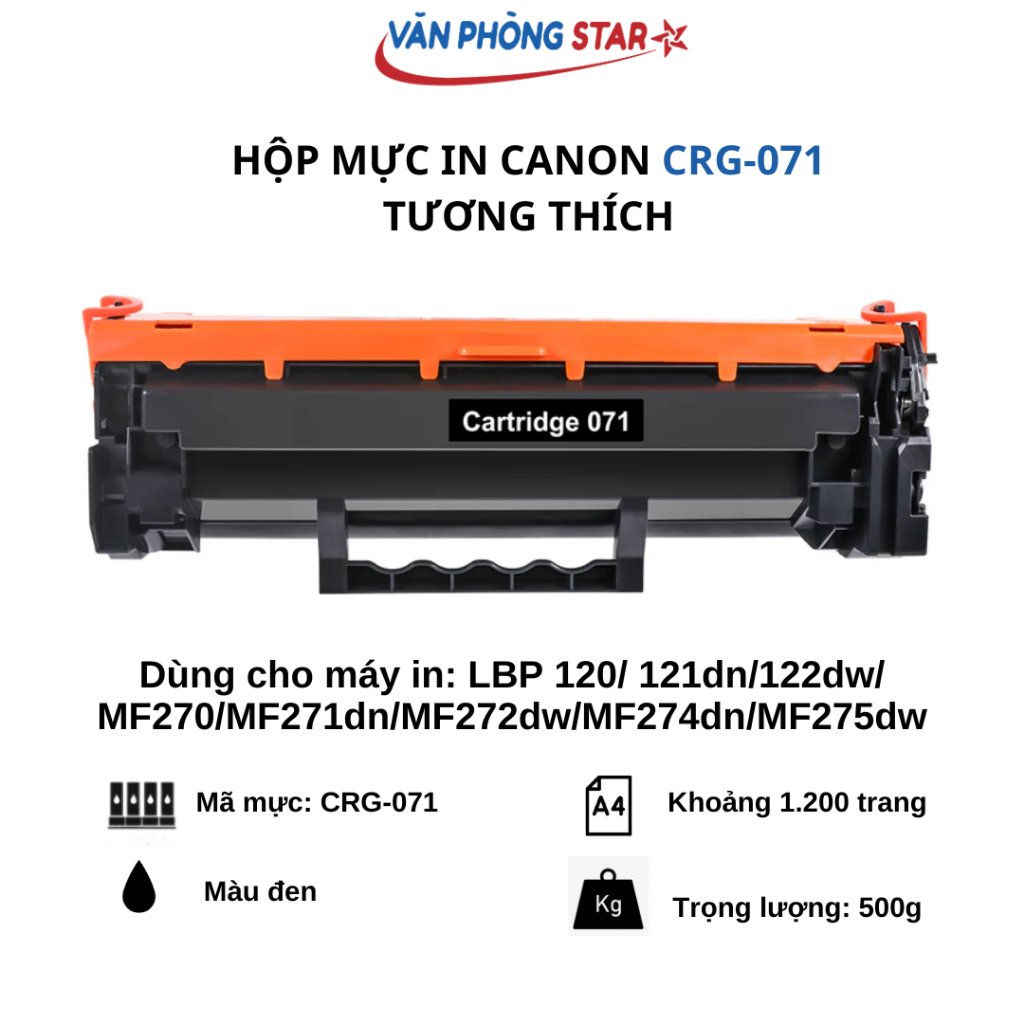 Hộp mực CRG-071 tương thích dành cho Canon Lbp 122dw /121DN/ Mf270 ...
