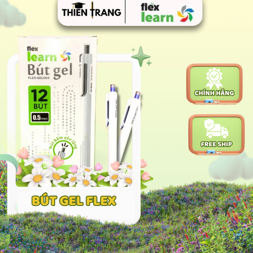 Combo 6/12 Bút Gel FLEX-GEL003 Ngòi 0.5mm - Có Nút Bấm Yên Lặng, Nét ...