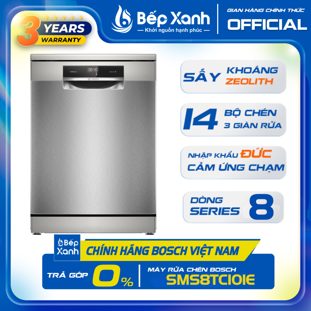 [SERIES 8 - NHẬP ĐỨC - SẤY ZEOLITH ] - Máy rửa bát độc lập Bosch SMS8TCI01E - Bảo hành 3 năm ...