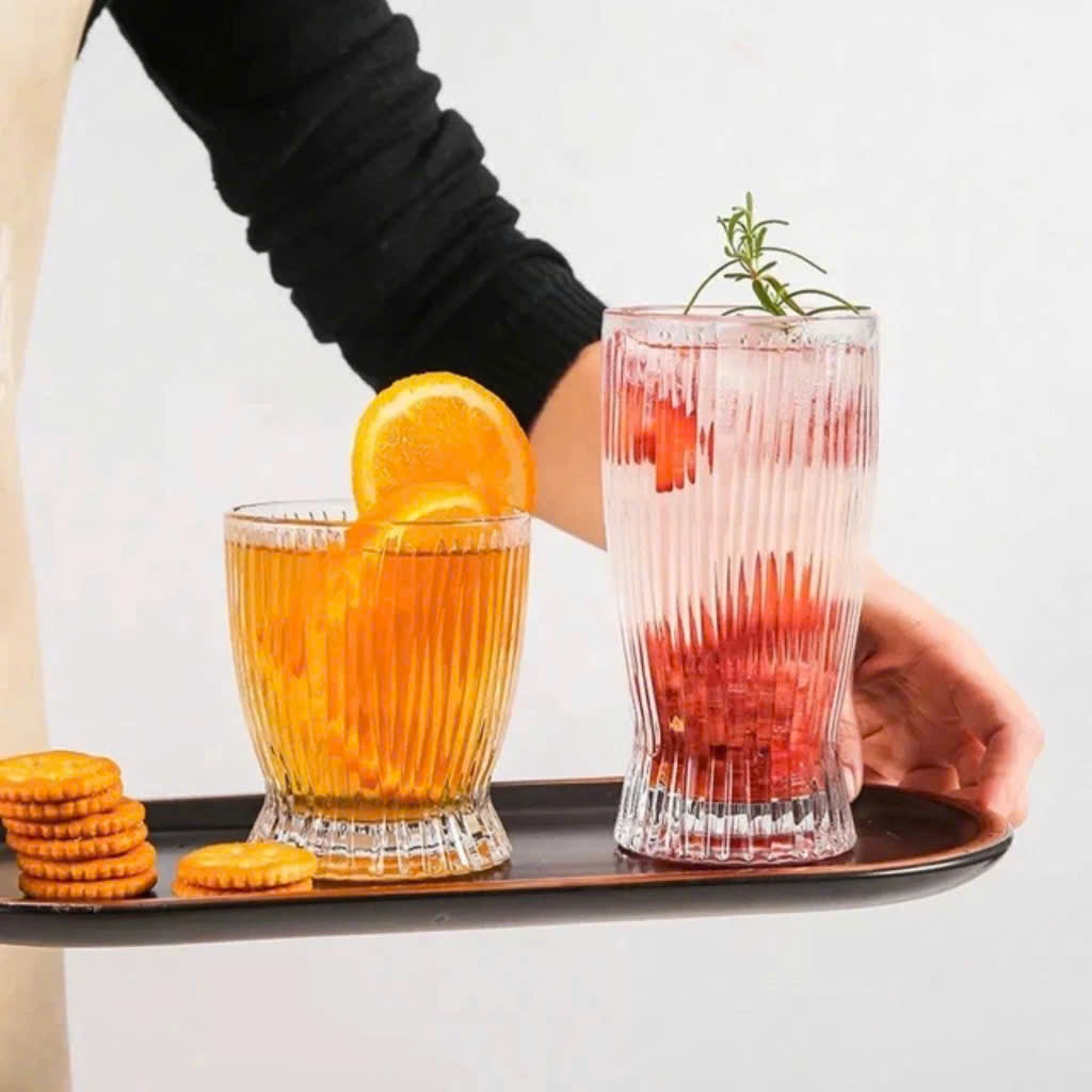 Bộ 6 Ly Thủy Tinh Eo Sọc 270ml / 370ml – Ly Uống Nước, Cafe, Nước Ép, Latte, Chịu Nhiệt Tốt ...